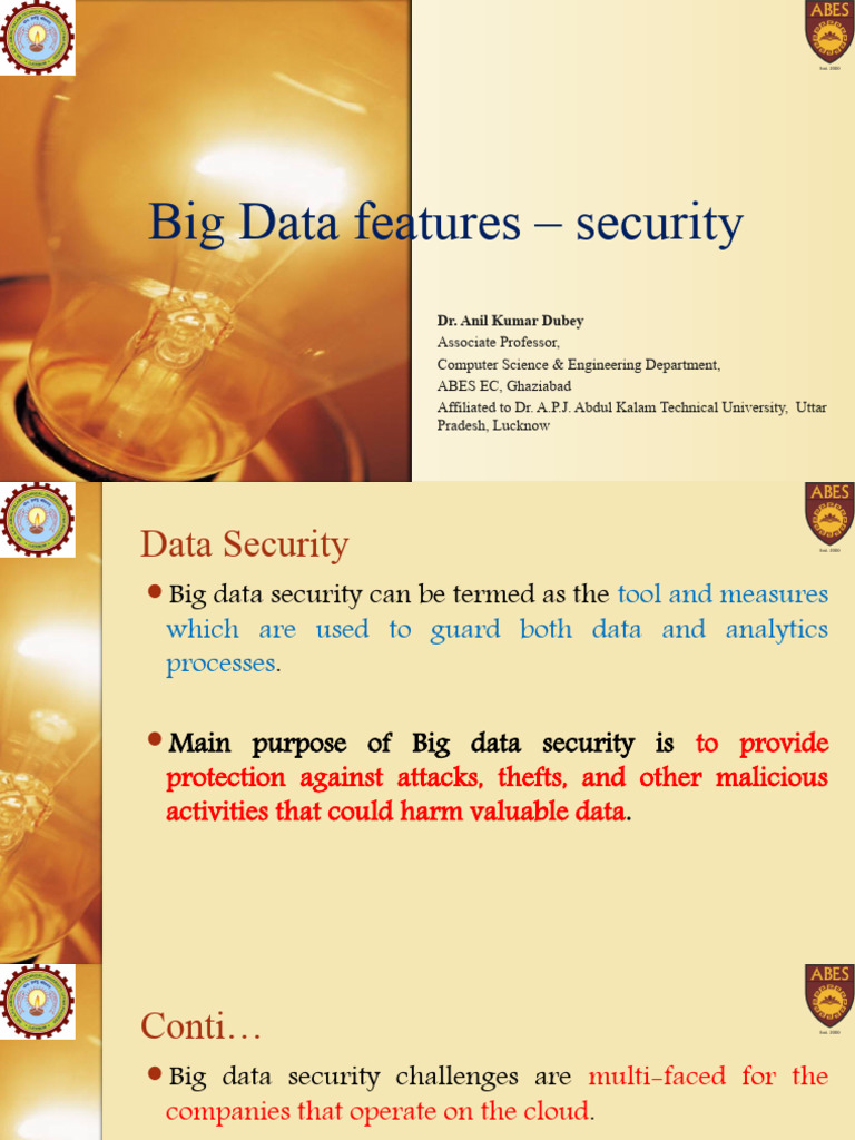 Unit 1 Topic 6 Big Data Features - Security | PDF | Analytics | Security