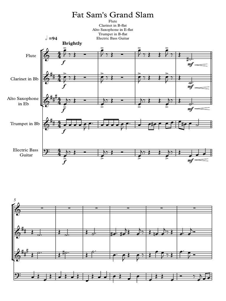 2) Fat Sam's Grand Slam - ALL PARTS - Full Score 2 | PDF