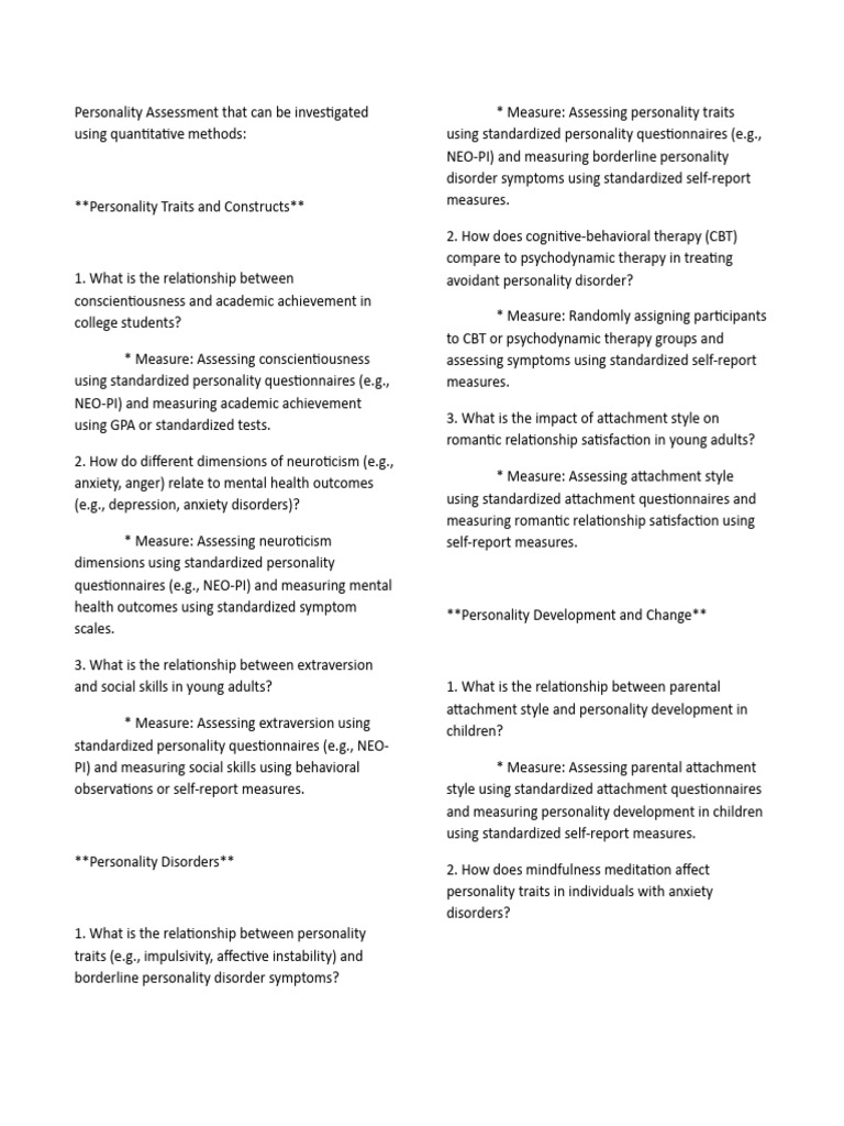 Personality Assessment | PDF | Mental Disorder | Attachment Theory