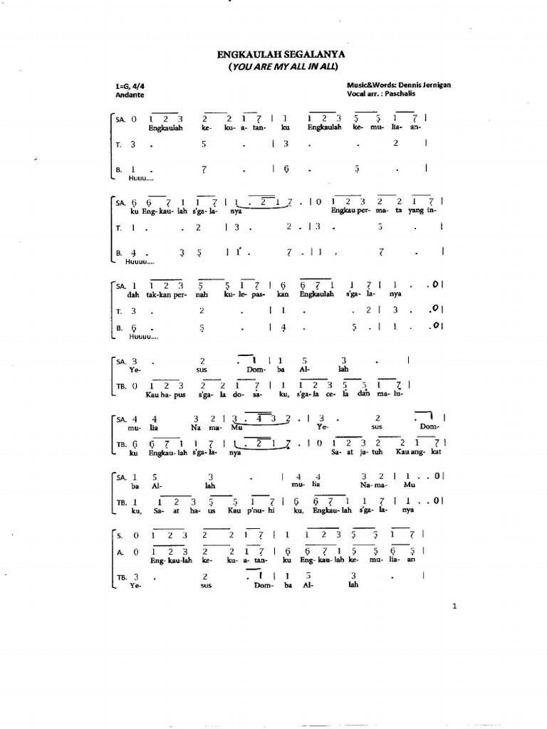 Engkaulah Segalanya SATB Choir | PDF