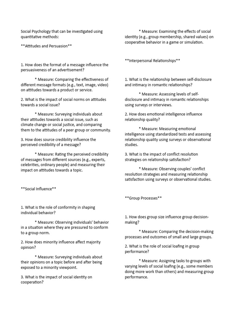 Quantitative Research in Social Psychology | PDF | Attitude (Psychology ...