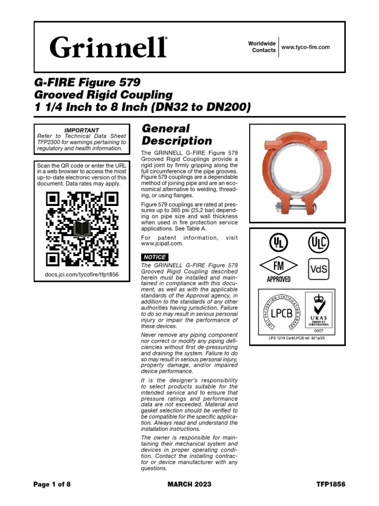 G-FIRE Figure 579 Grooved Rigid Coupling 1.1-4 Inch To 8 Inch (DN32 To ...