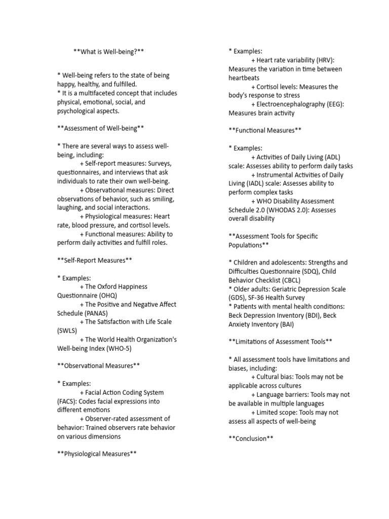 Assessment Well-Being | PDF | Well Being | Psychology