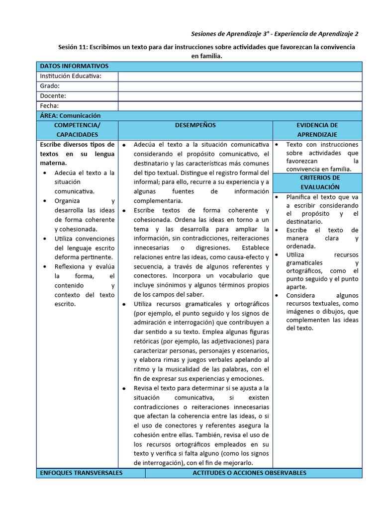 Sesiónes 3° - WEB - 2da. Exp. de Aprendizaje | PDF | Aprendizaje | Evaluación