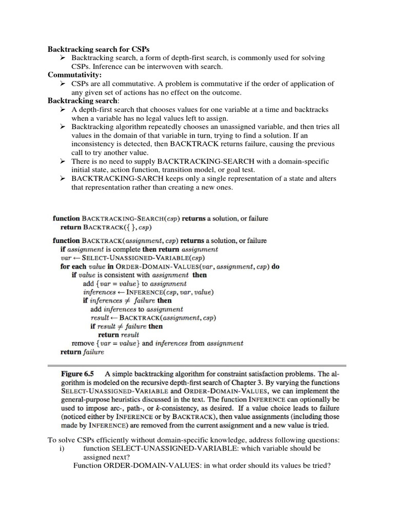 Backtracking Search For CSPs | PDF | Algorithms | Applied Mathematics Backtracking Search For CSPs | PDF | Algorithms | Applied Mathematics