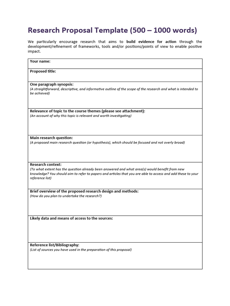 Research Proposal Template | PDF | Sustainability | Market (Economics)