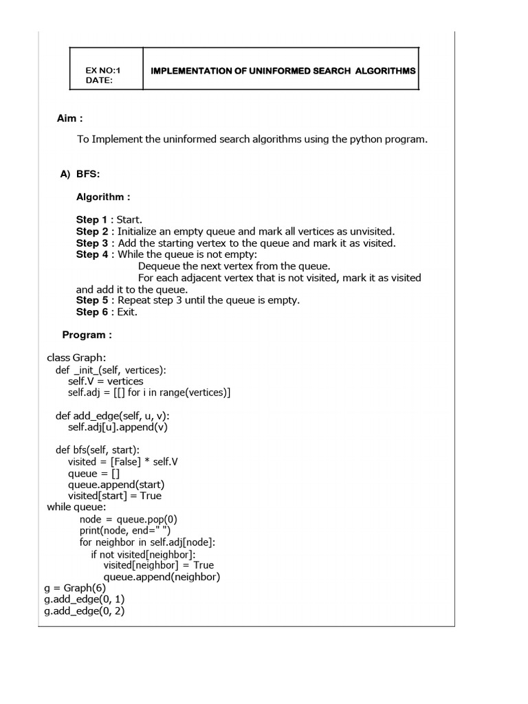AIML Record Programs (PDF - Io) - 1 | PDF | Vertex (Graph Theory ...