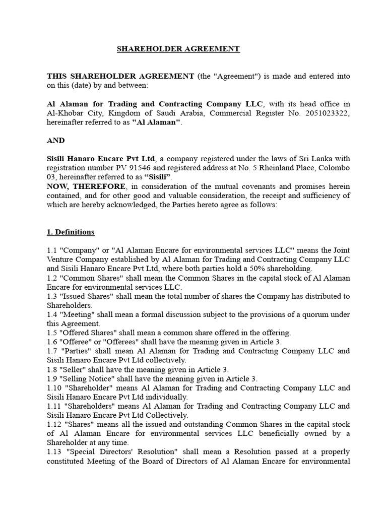 Sisili Hanaro Encare Agreement Overview | PDF | Indemnity | Stocks