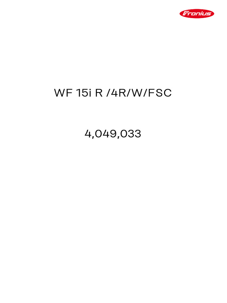 Fronius WF 15i Parts Catalog | PDF | Electrical Connector | Equipment