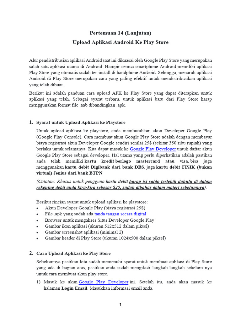 Pertemuan 14 - Upload Aplikasi Android Ke Play Store (Lanjutan) | PDF
