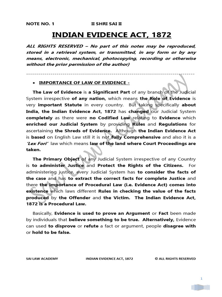 Indian Evidence Act 1 - 2021 | PDF | Evidence (Law) | Evidence