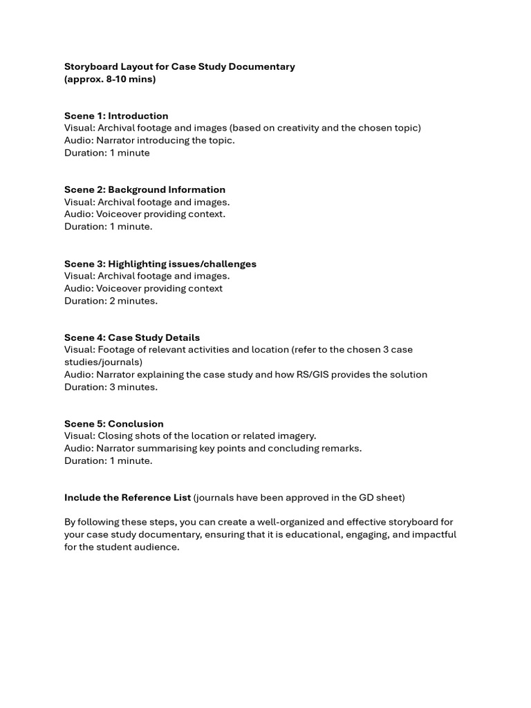 Case Study Documentary Storyboard Guide | PDF | Science & Mathematics