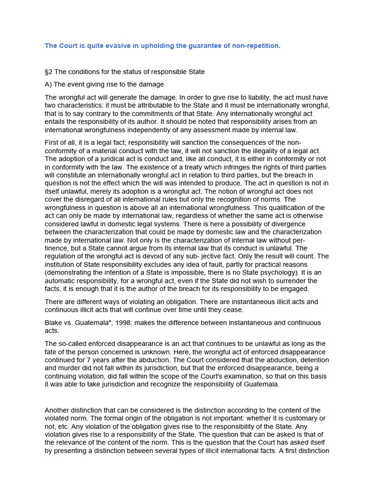 The Court Is Quite Evasive in Upholding The Guarantee of Non-Repetition ... The Court Is Quite Evasive in Upholding The Guarantee of Non-Repetition ...