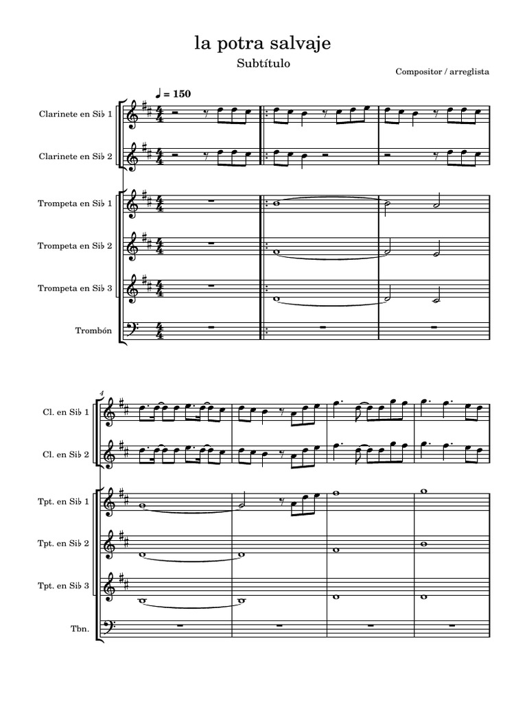 La Potra Salvaje-Partitura - y - Partes | PDF