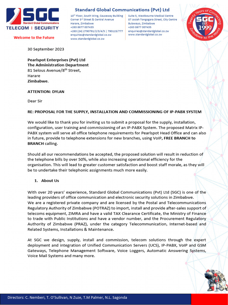 Proposal For The Supply and Installation of An Ip-Pabx System | PDF ...