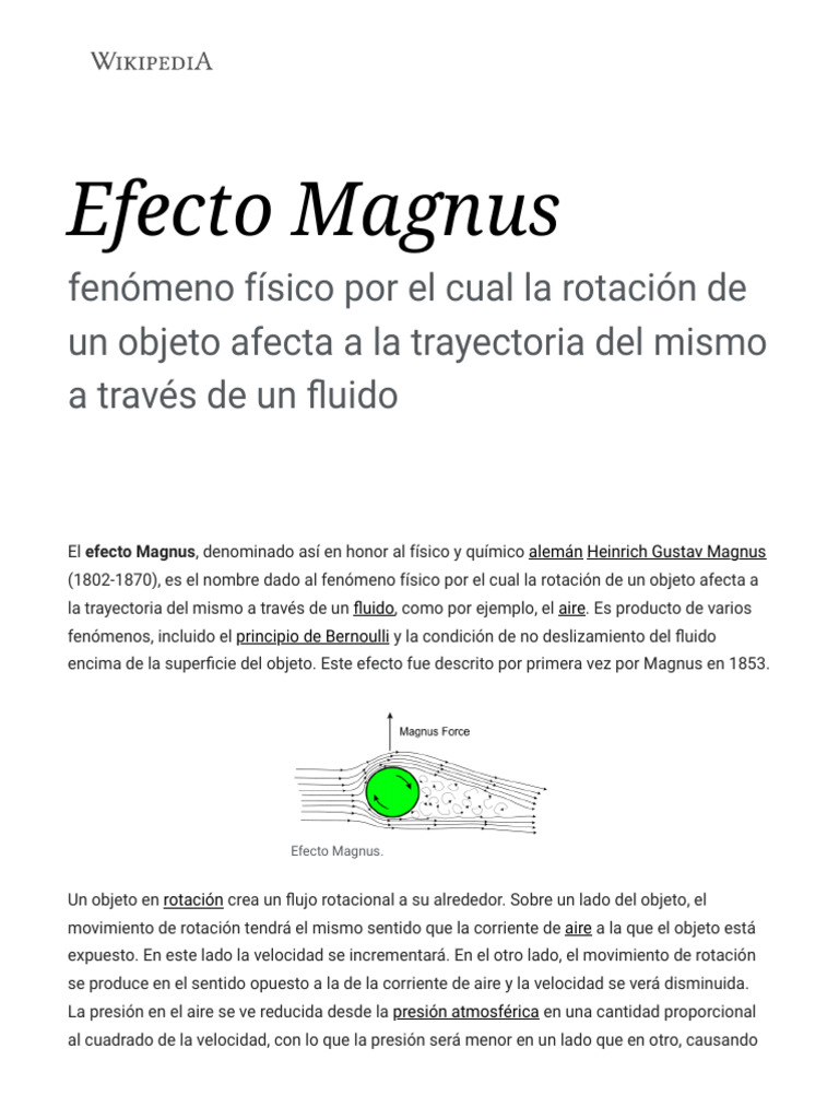 Efecto Magnus - Wikipedia, La Enciclopedia Libre | PDF | Dinámica de ...