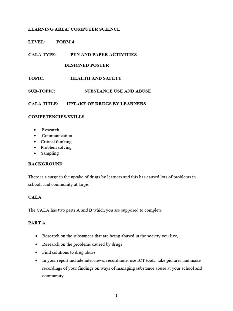 CALA Drug Abuse | PDF | Educational Technology | Learning
