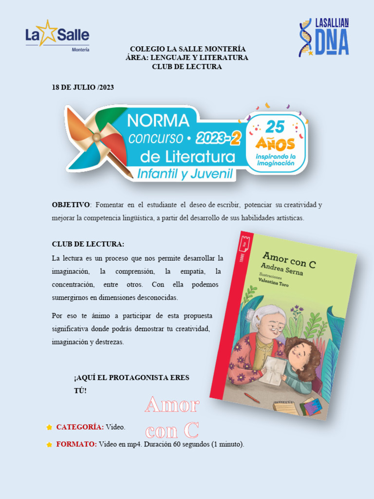 Concurso Norma 2023 - Club de Lectura | PDF | Creatividad | Amor