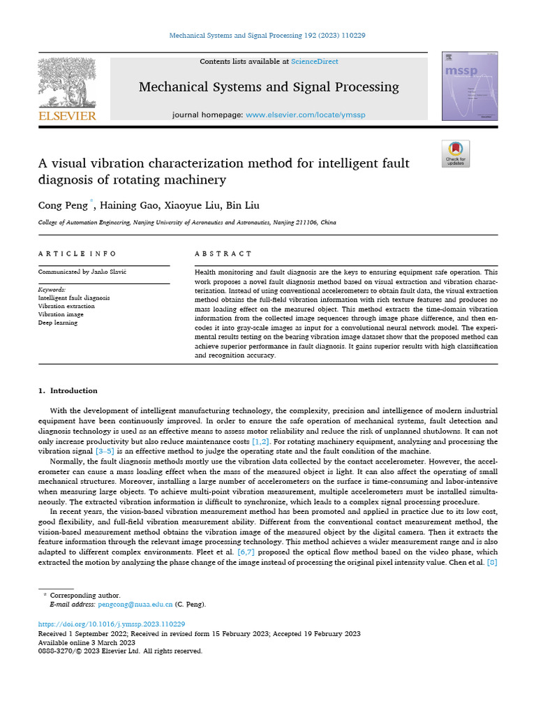 A Visual Vibration Characterization Method For Int - 2023 - Mechanical ...