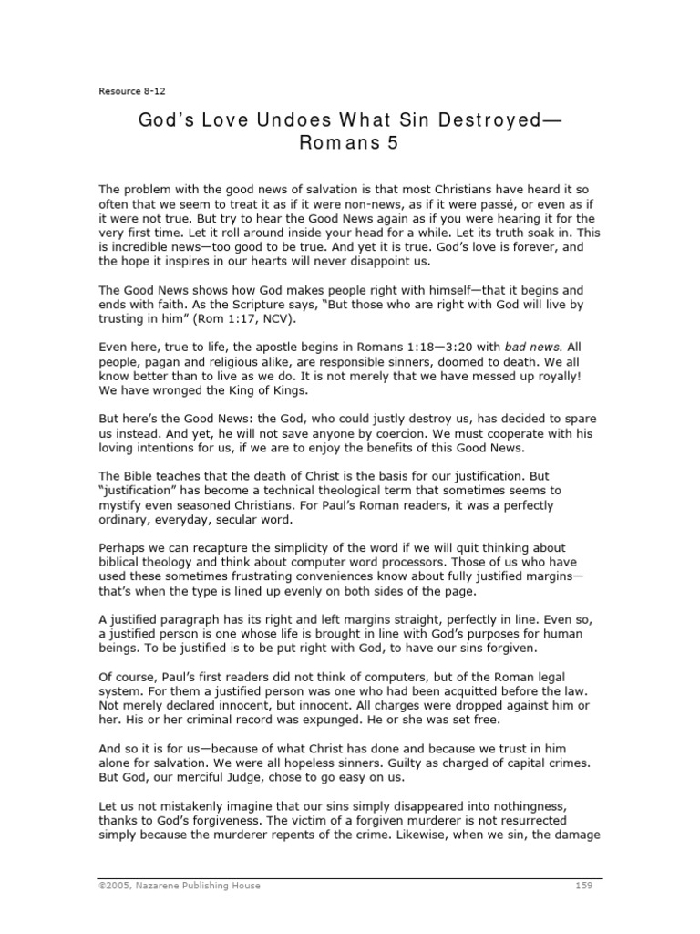 Redemption Romans 5 COTN Resource | PDF | Justification (Theology) | Adam
