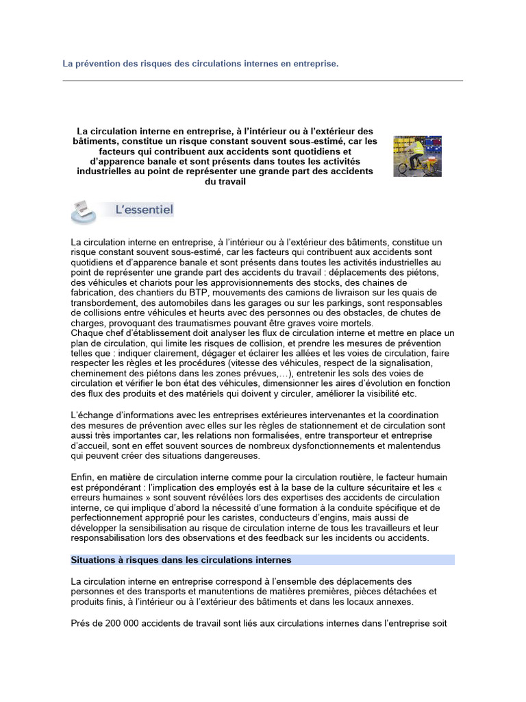 Prévenir les risques de circulation interne | PDF | Véhicules | Transport