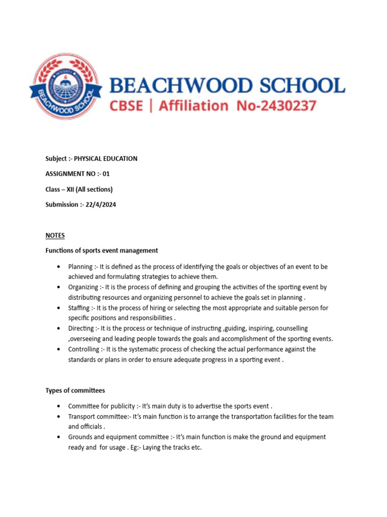 Assignment PE | PDF | Tournament | Committee