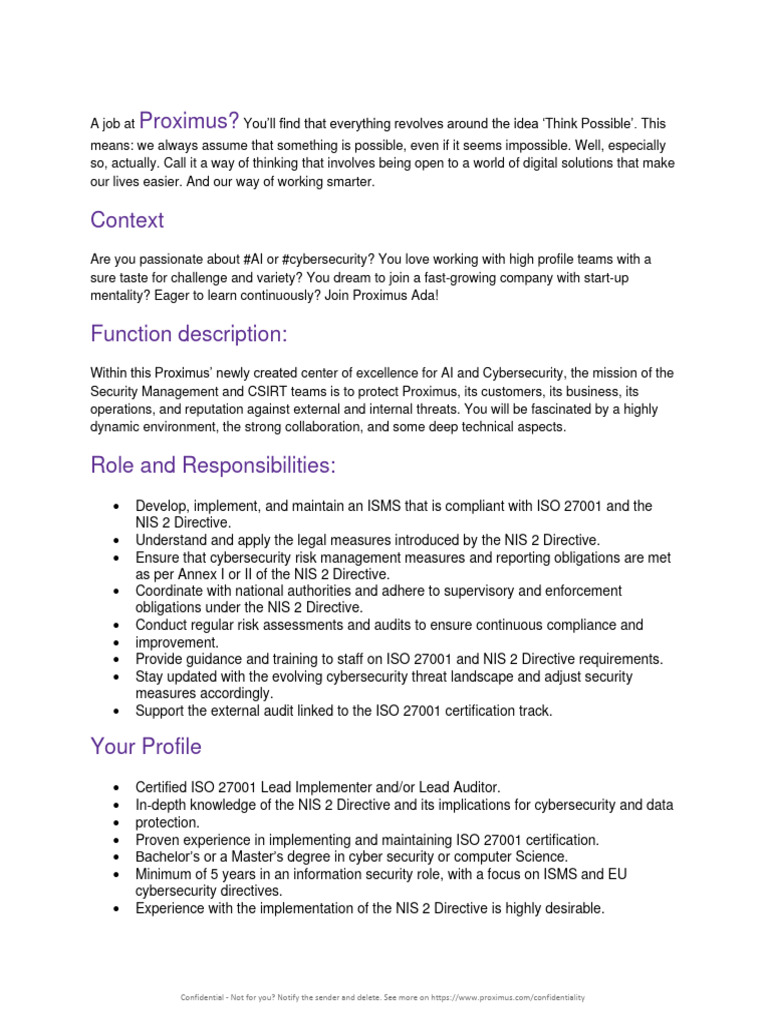Senior ISO 27001 Lead Implementer - NIS 2 Directive | PDF | Computer Security | Security