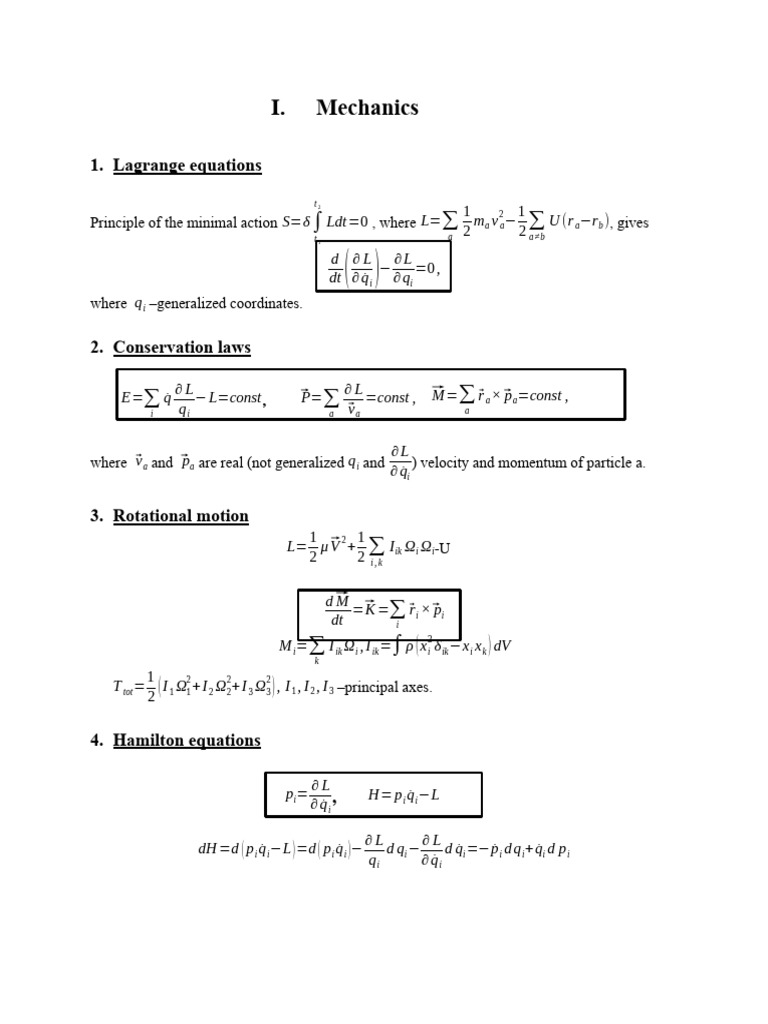 Landau Summary 1 | PDF | Mechanical Engineering | Mathematical Physics