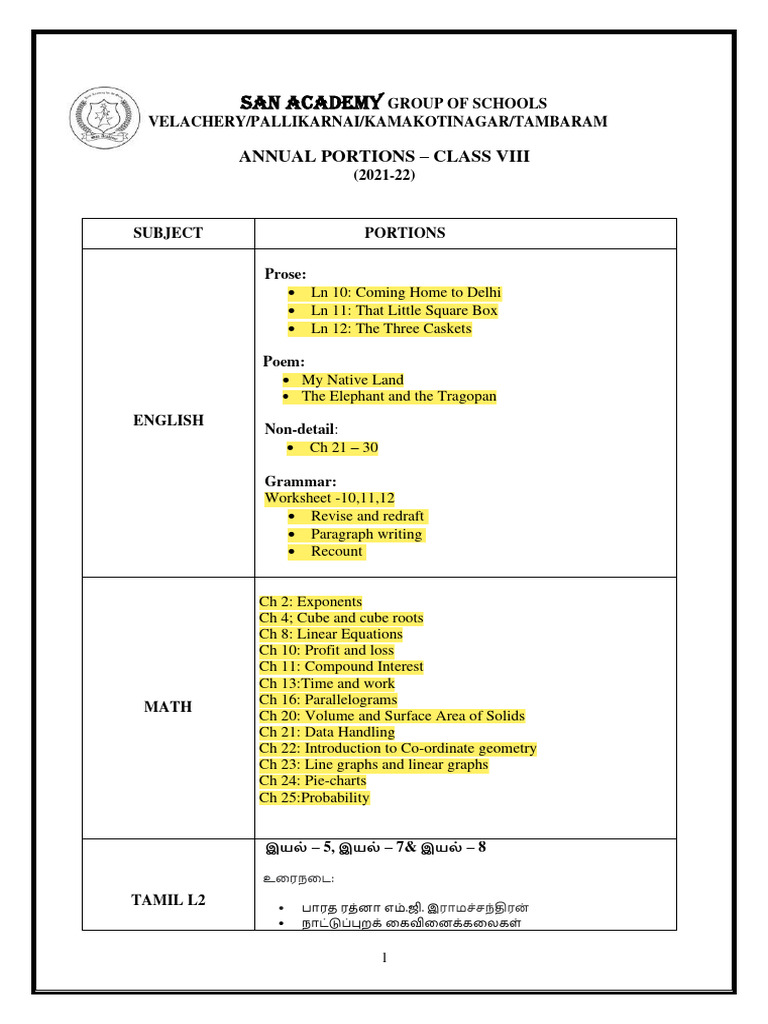 Annual Portions | PDF