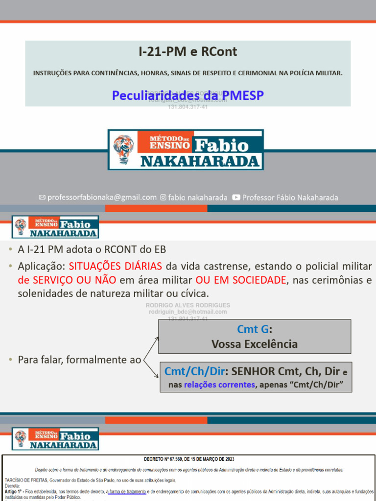 Metodo+Fabio+Nakaharada I 21 2023 Aula1 Atualizado+Decreto+Sr Sra PDF | PDF | Brasil | Polícia