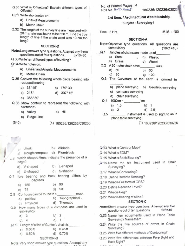 Surveying Paper - 4 | PDF | Surveying | Geographic Data And Information