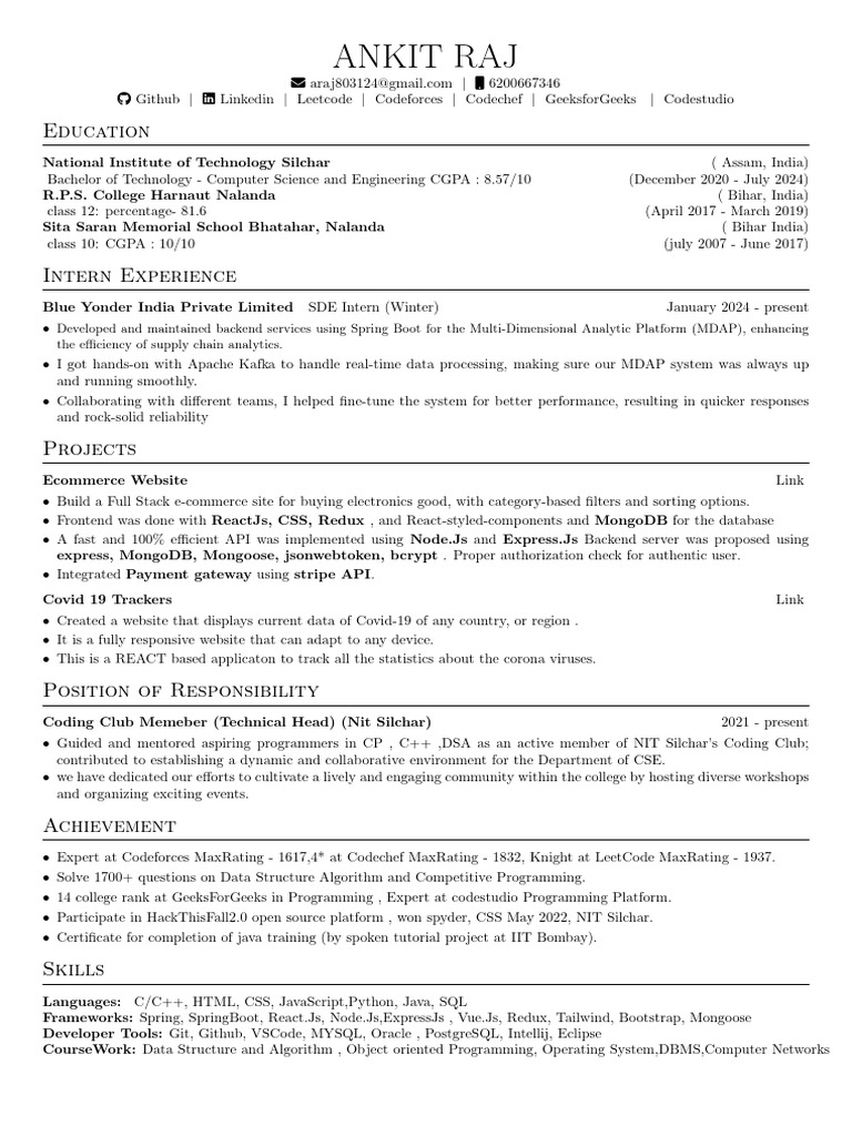 Ankit Raj | PDF | Computer Science | Software Development