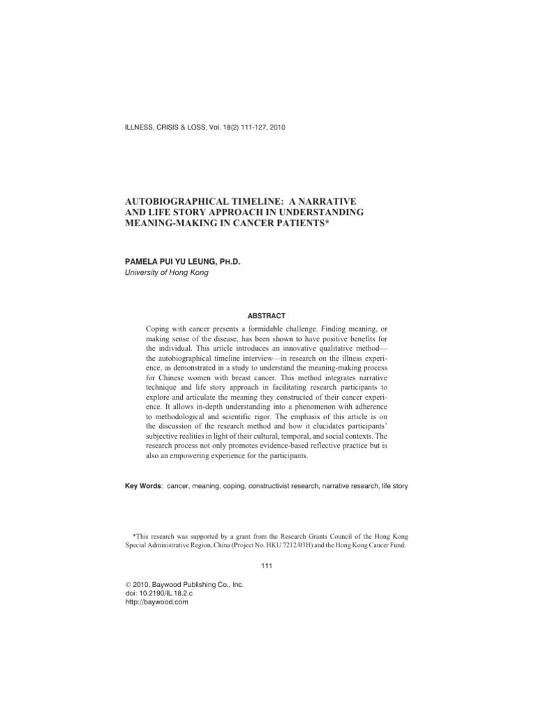 Leung 2010 Autobiographical Timeline A Narrative and Life Story ...