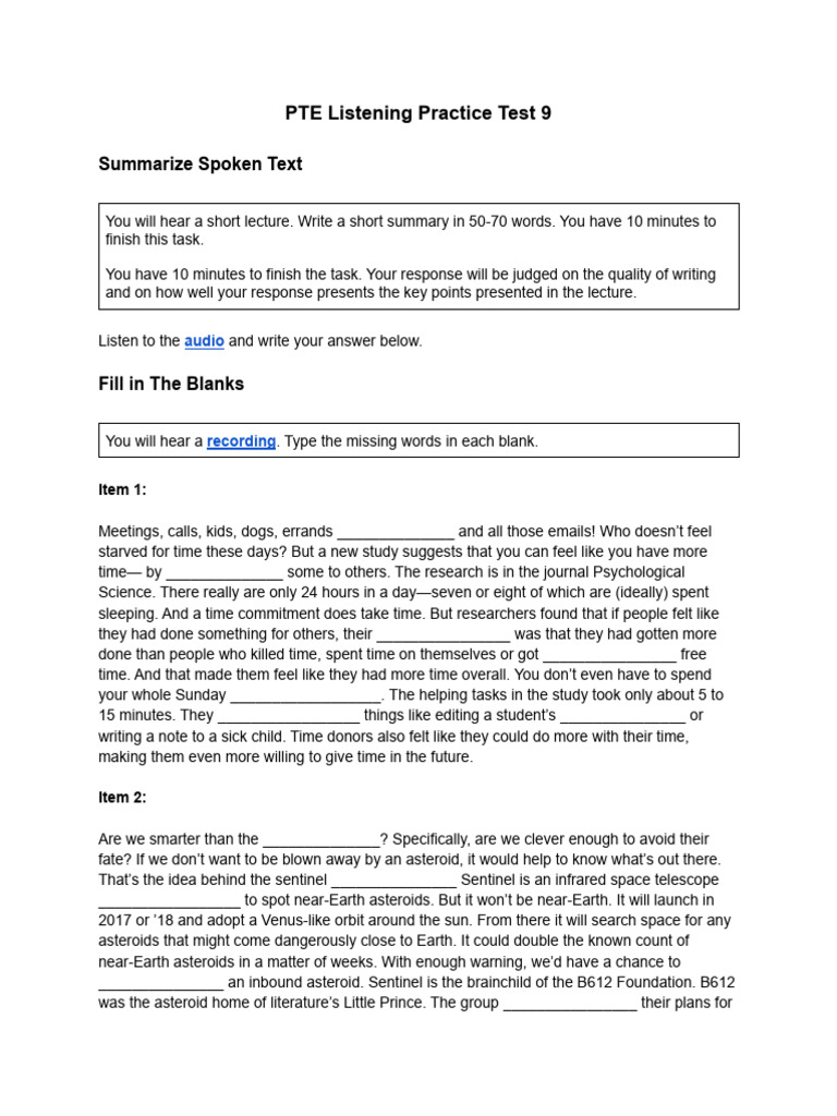 PTE Listening Practice Test 9 | PDF | Sharks PTE Listening Practice Test 9 | PDF | Sharks
