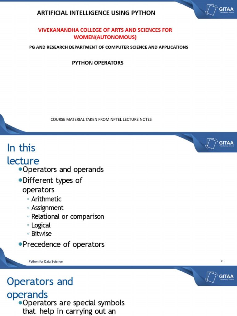 UNIT1 Python Operators | PDF | Boolean Data Type | Computer Programming