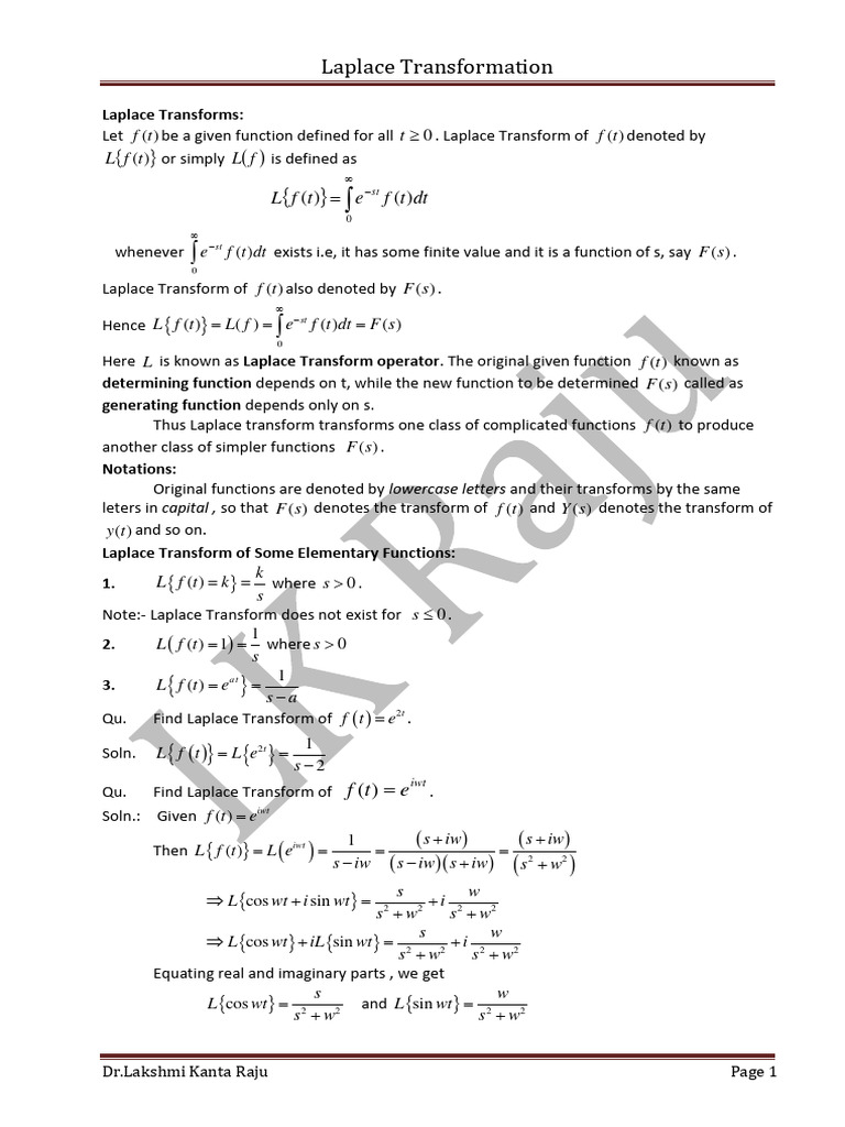 Laplace Transforms (2023) | PDF | Function (Mathematics) | Ordinary ... Laplace Transforms (2023) | PDF | Function (Mathematics) | Ordinary ...