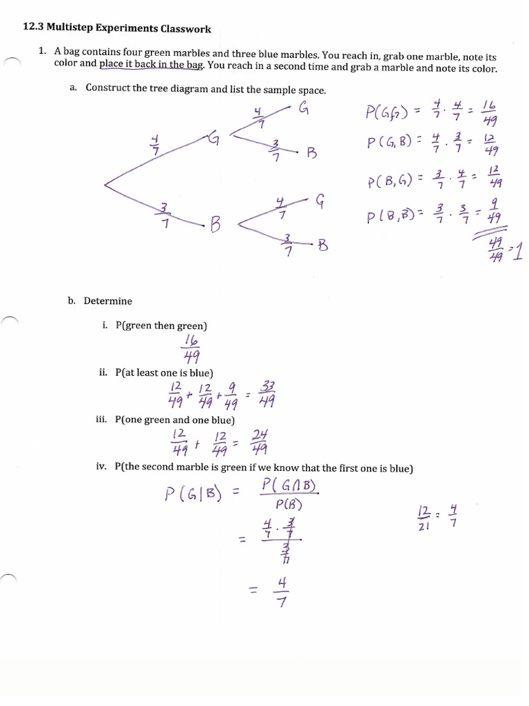 12.3 Multipstep Experiments Classwork | PDF