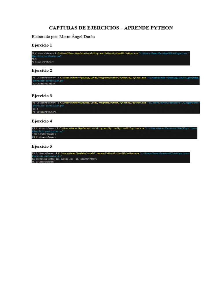 Capturas de Ejercicios | PDF
