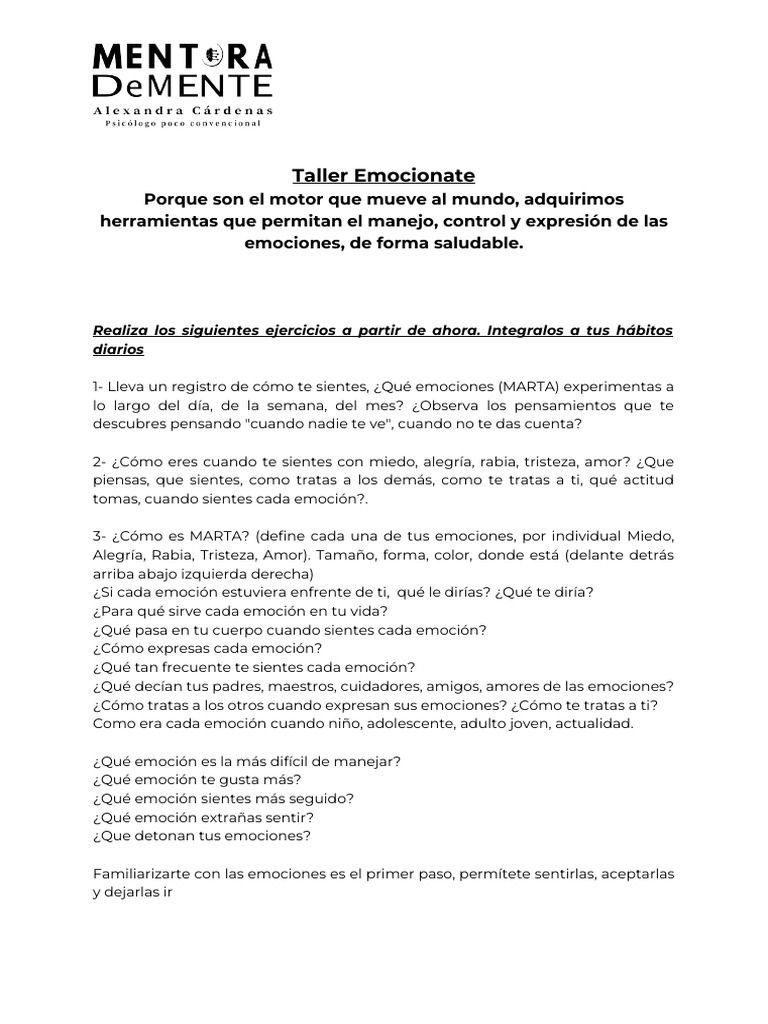 Workbook Emocionate | PDF | Las emociones | Amor