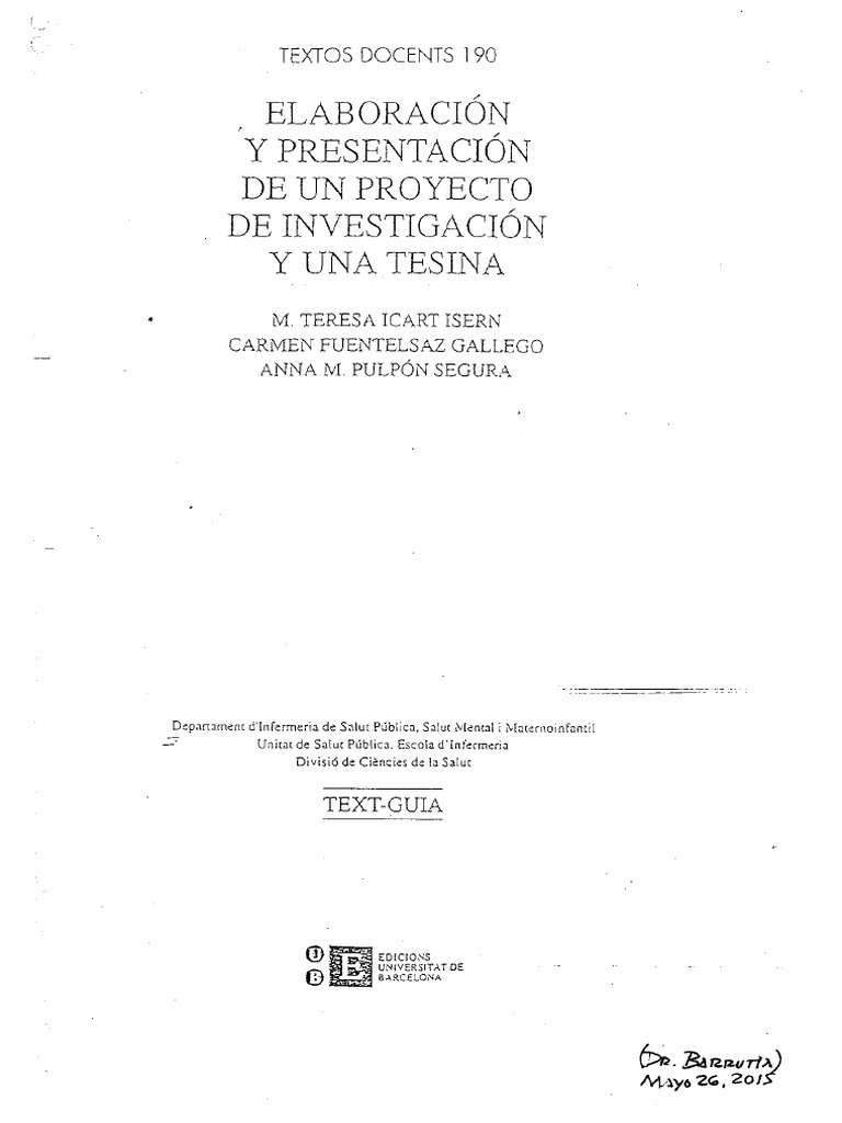 Elaboracion y Presentacion de Un Proyecto de Investigacion | PDF