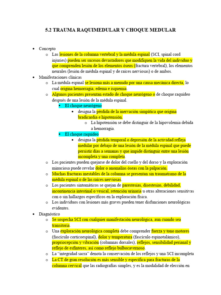 Trauma Raquítico | PDF | Neurología | Médula espinal