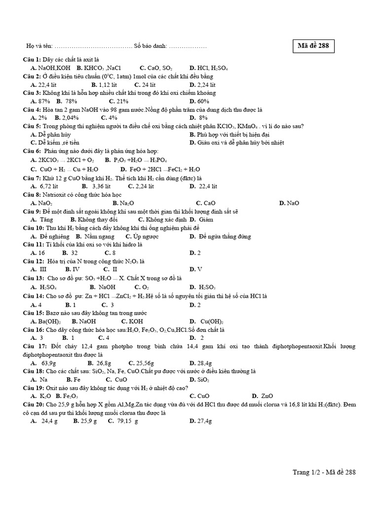 KH o Sát Hóa 8 22 23 | PDF