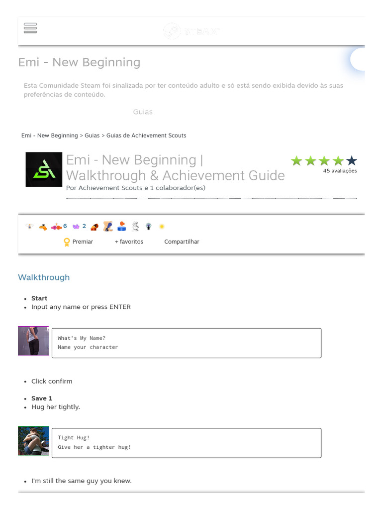 Comunidade Steam - Guia - Emi - New Beginning - Walkthrough & | PDF | Human Body | Clothing