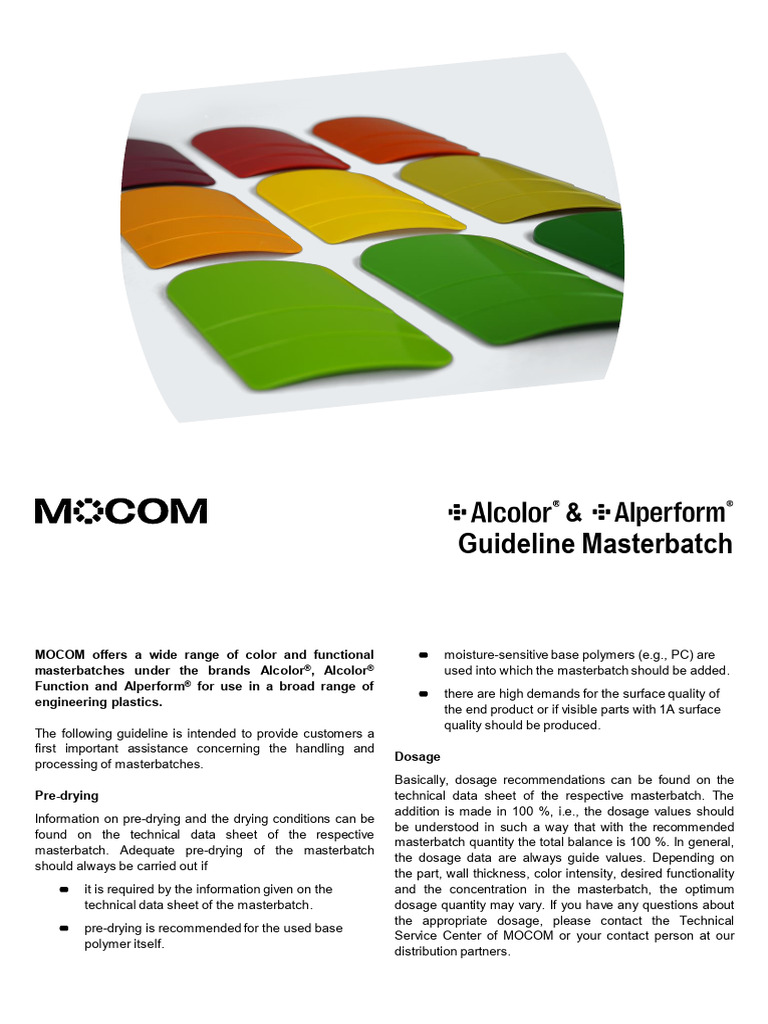 MOCOM - Guideline Alcolor & Alperform Masterbatches EN | PDF | Polymers ...