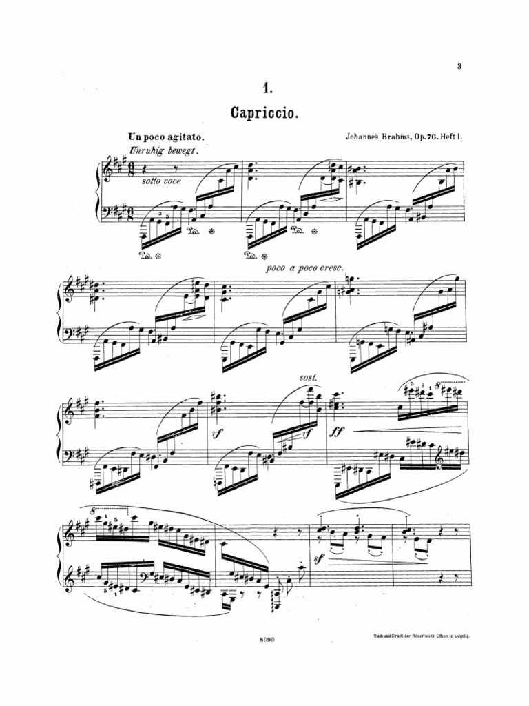 Partitura Completa (Blanco y Negro) - 8 Klavierstücke, Op.76 (Brahms) | PDF