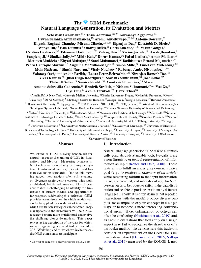 Turing Natural Language Generation Benchmark Evaluating Language Generation in Generative ...