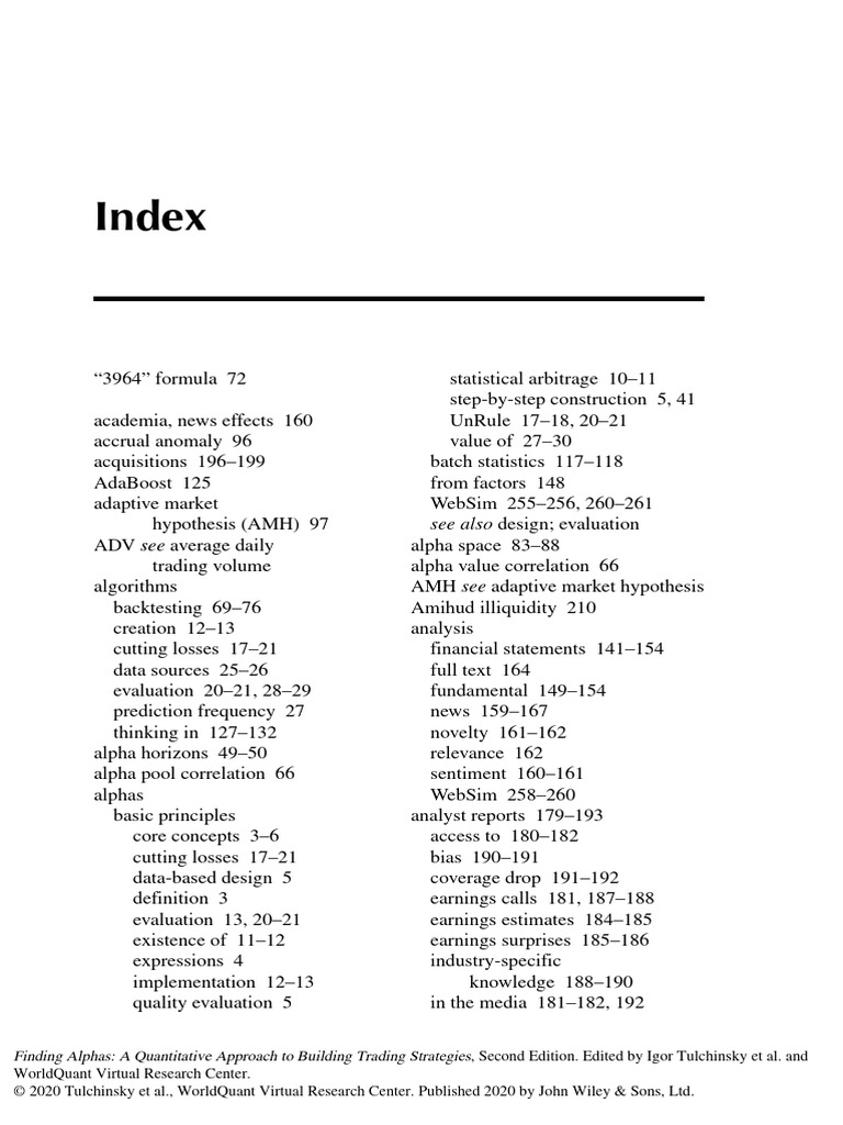 Finding Alphas 2019 Tulchinsky Index Pdf Principal Component 2176
