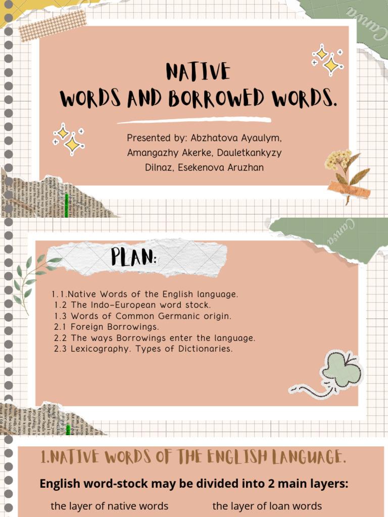 Native Words and Borrowed Words | PDF | Dictionary | Lexicography