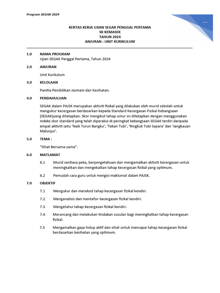 Kertas Kerja Ujian Segak | PDF