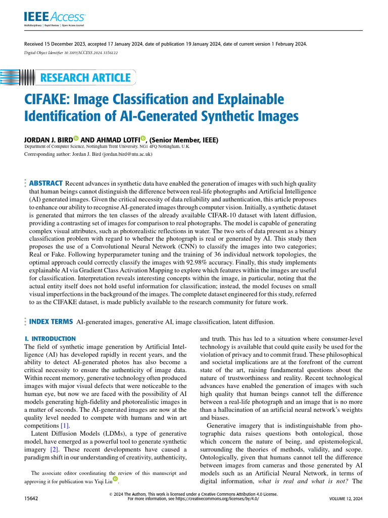 CIFAKE Image Classification and Explainable Identification of AI-Generated Synthetic Images (1 ...